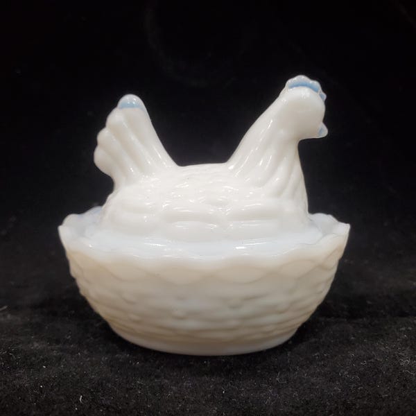Milk Glass Hen - Etsy