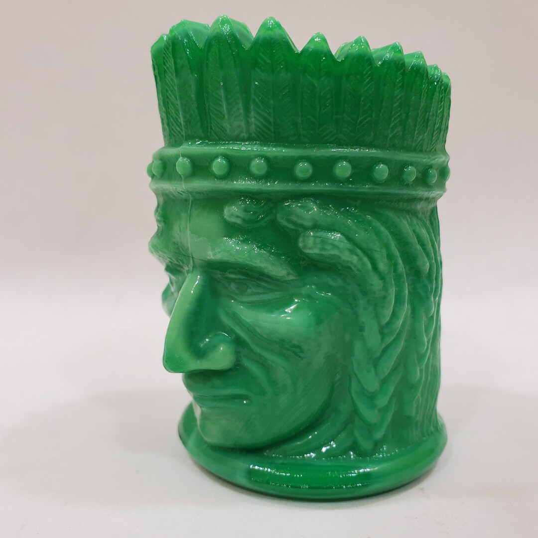 Vintage Dave's Green Slag Glass Joe St Clair Summit Art Glass Toothpick ...