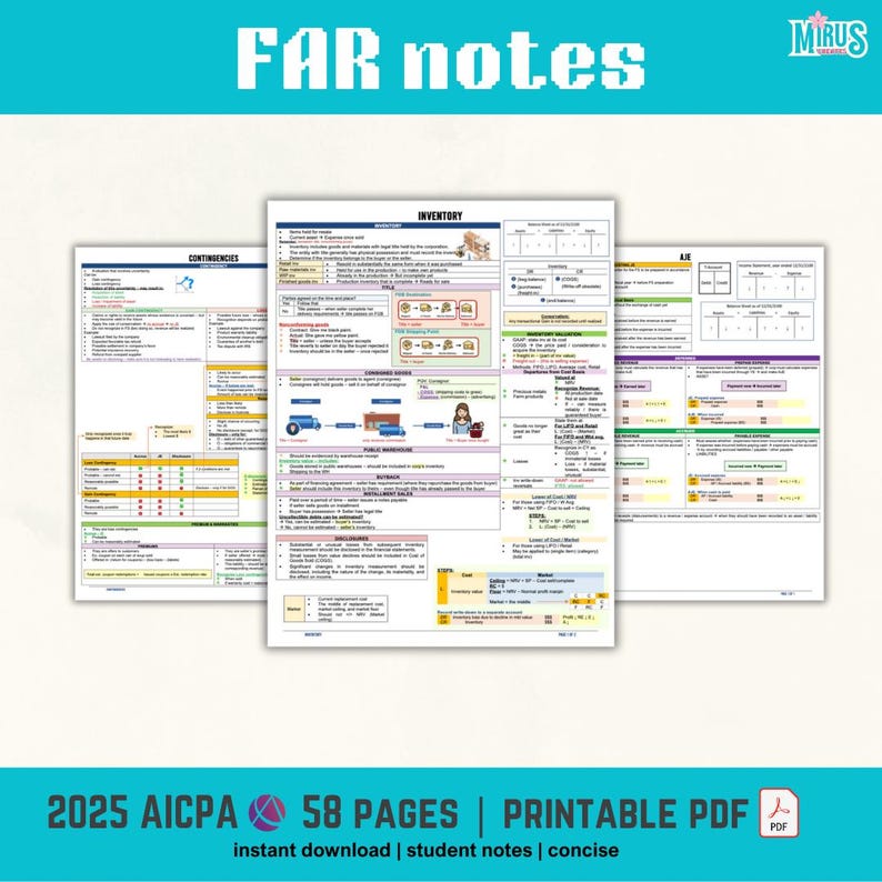 FAR CPA Exam Student Notes | Printable Pdf | 2025 AICPA Evolution ...