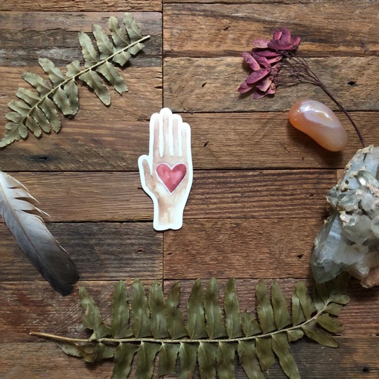 Heart in Hand vinyl decal 3 by Kat Ryalls decal | Etsy