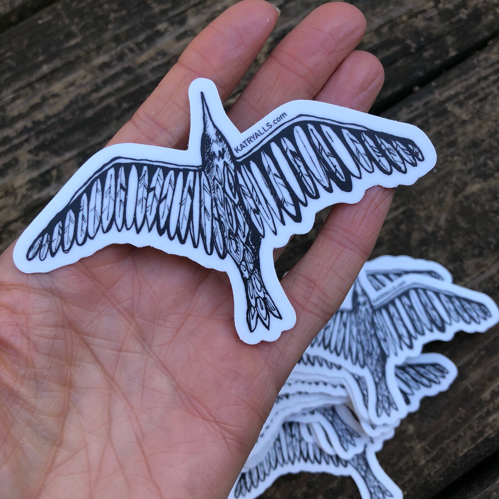 Bird in Flight Vinyl Sticker Raven by Kat Ryalls Ink Decal - Etsy