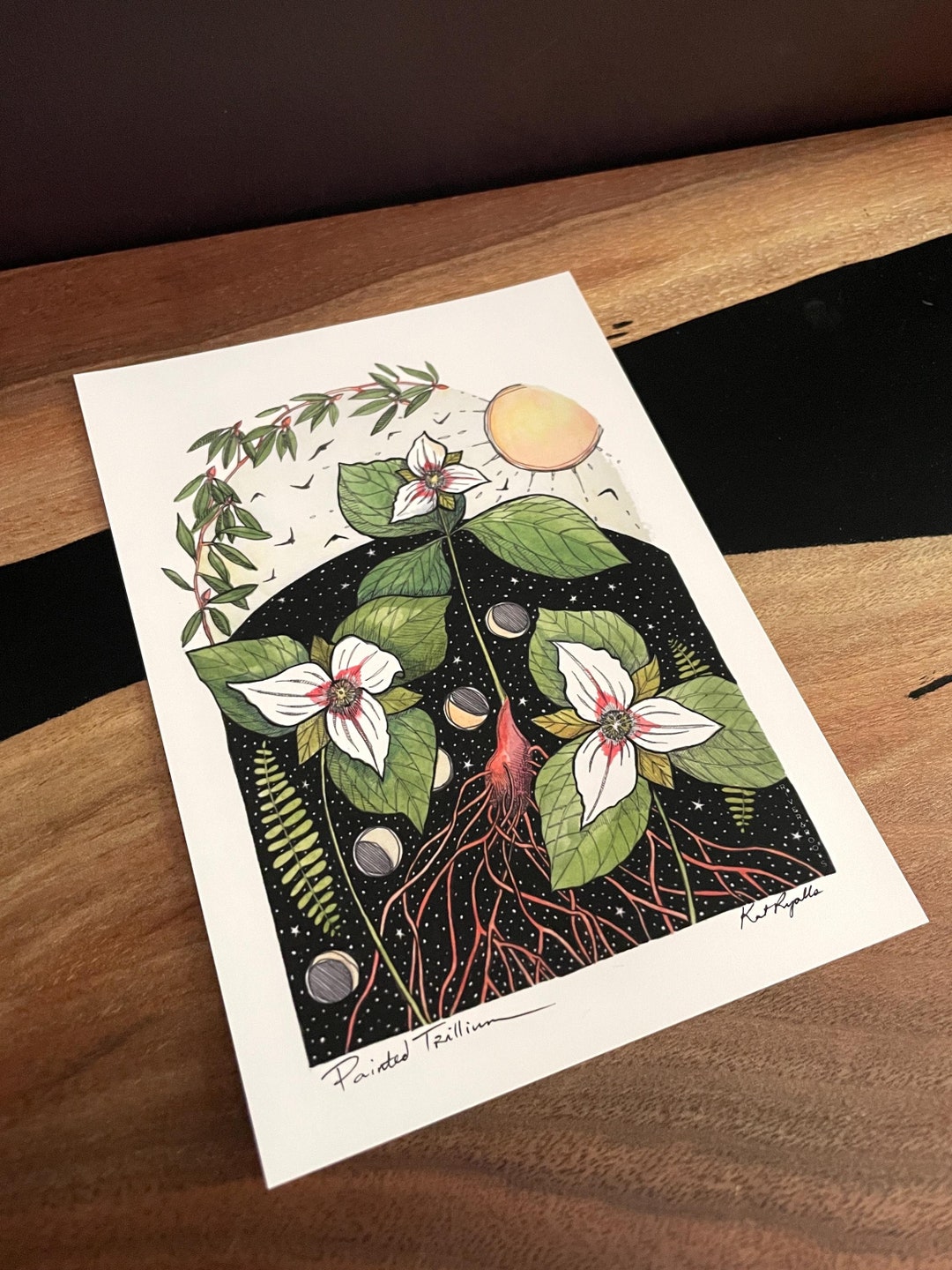 Painted Trillium Moon , Illustration, Magick, Enchanted Forest. Fine ...