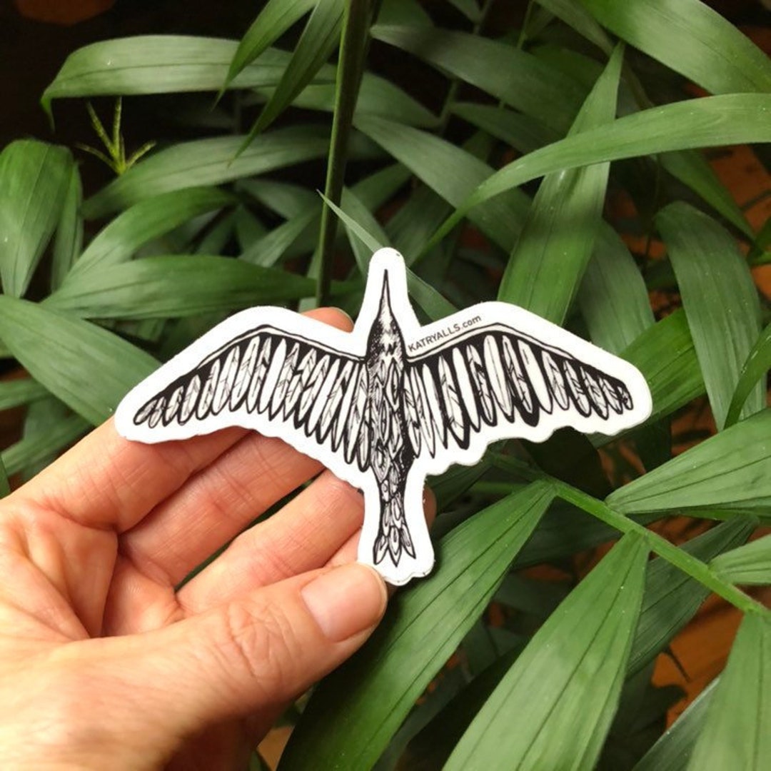 Bird in Flight Vinyl Sticker Raven by Kat Ryalls Ink Decal - Etsy