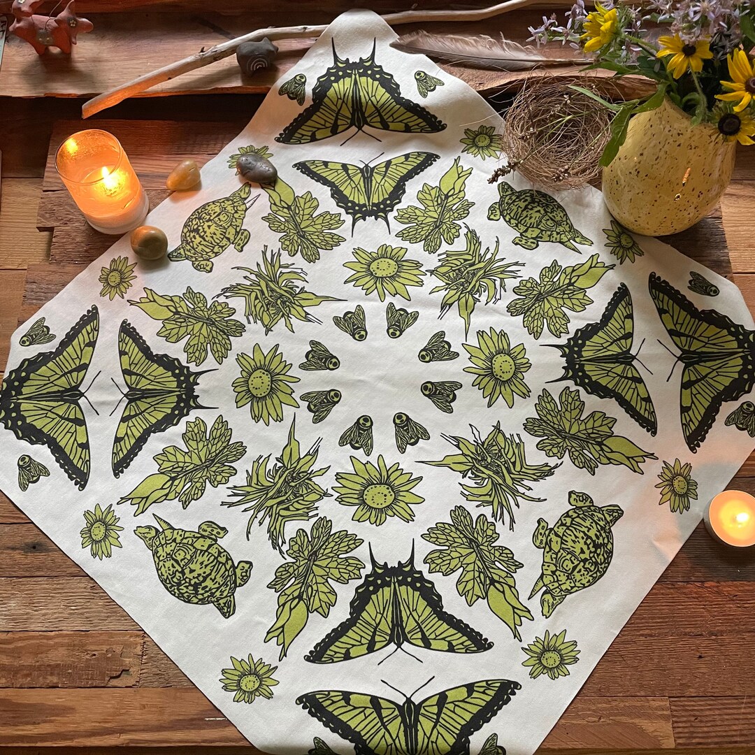 Nature Botanical Butterfly Bandana, Reading Cloth - Etsy