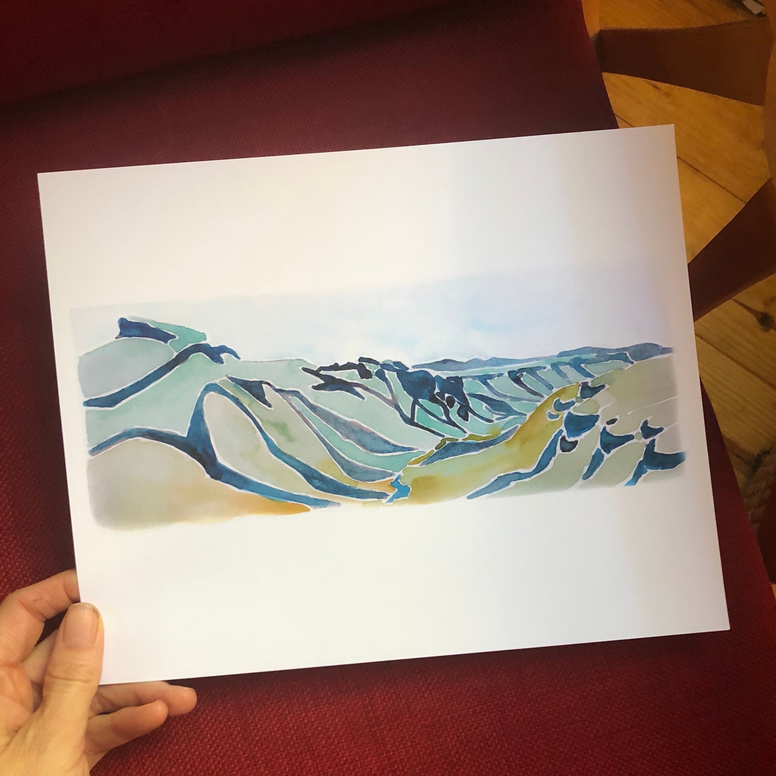 Linville Gorge Table Rock NC Blue Ridge mountains watercolor | Etsy