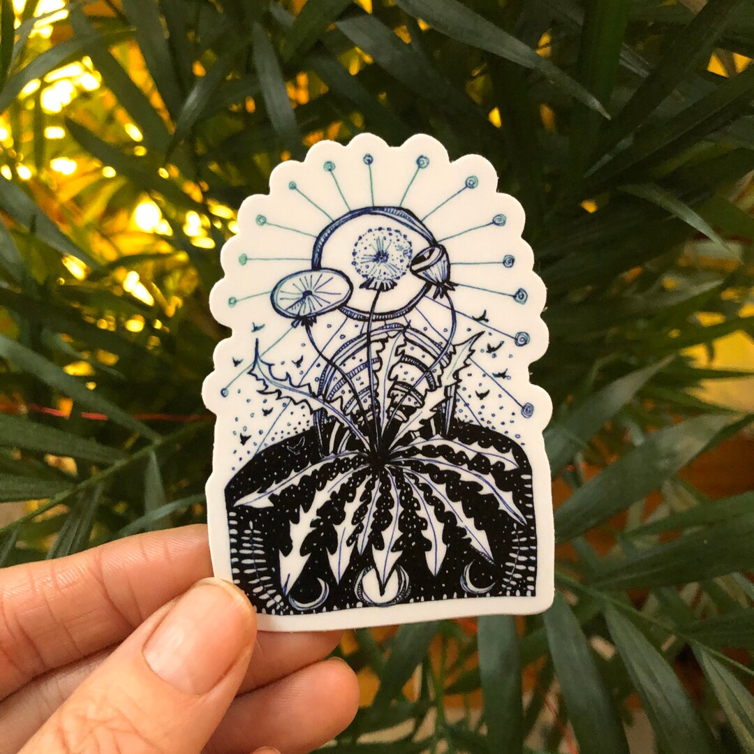 Dandelion Vinyl Weatherproof Sticker, Decal, Illustration, Wildflower ...