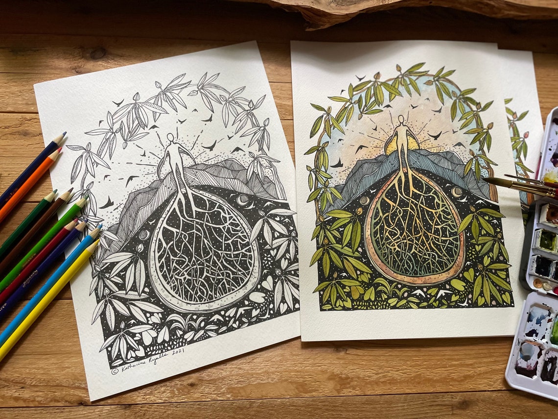 Grounding Coloring Page, Digital Download Watercolor Coloring Sheet ...