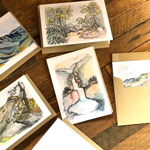 Linville Gorge Set of 4 Blank Note Cards Blue Ridge Mountains - Etsy