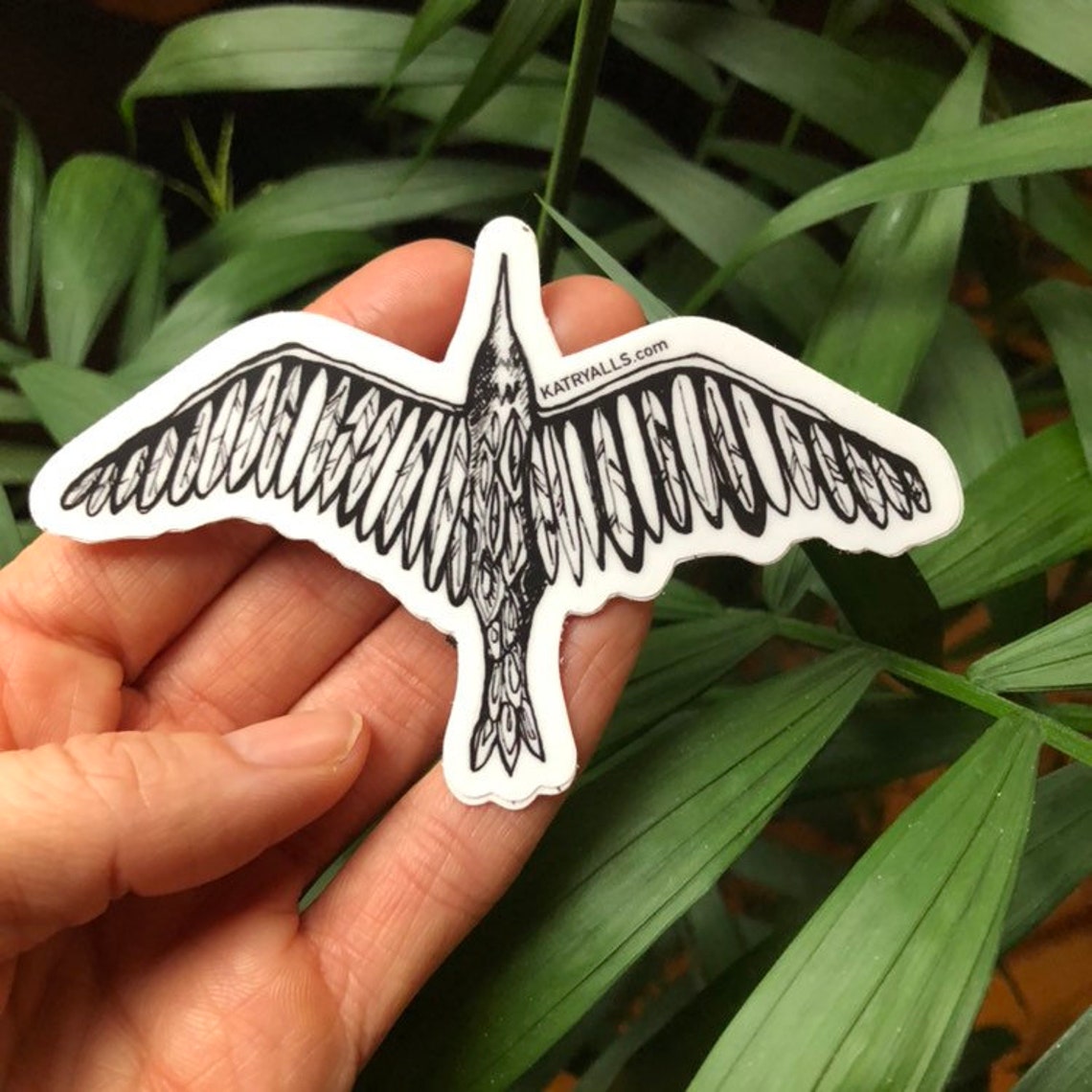 Bird in Flight Vinyl Sticker Raven by Kat Ryalls Ink Decal - Etsy
