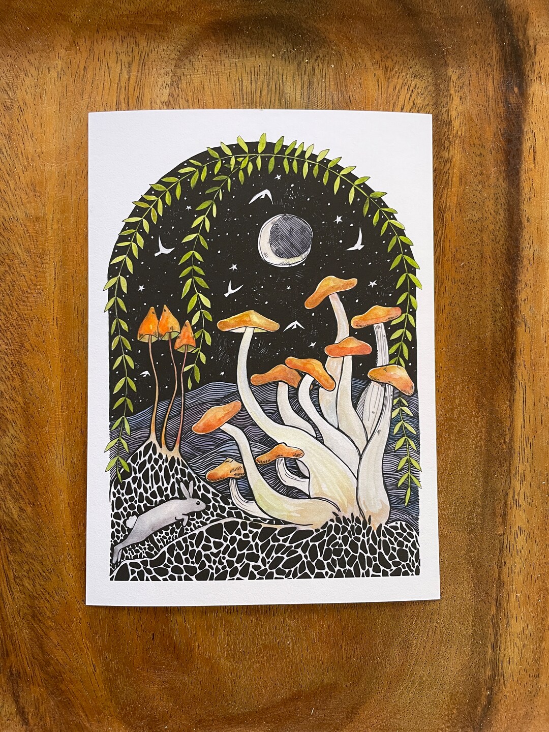 Midnight Mushroom, Illustration, Magick, Enchanted Forest. Fine Art ...