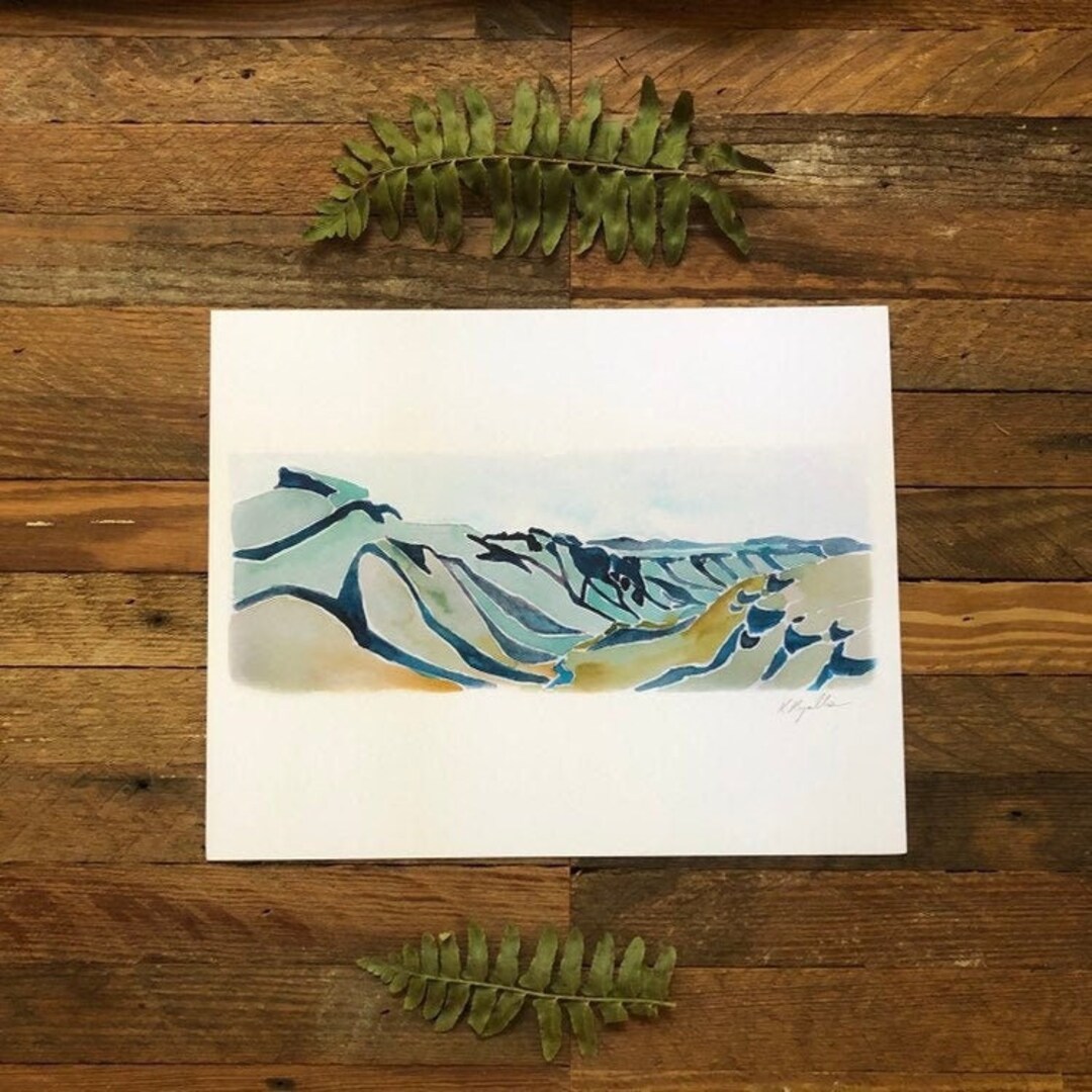 Linville Gorge Table Rock NC Blue Ridge Mountains Watercolor Fine Art ...