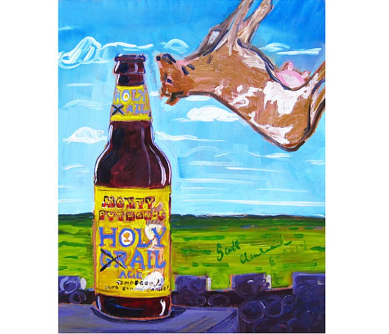 Monty Python Holy Grail Ale Flying Cow Art Funny Beer Gift - Etsy
