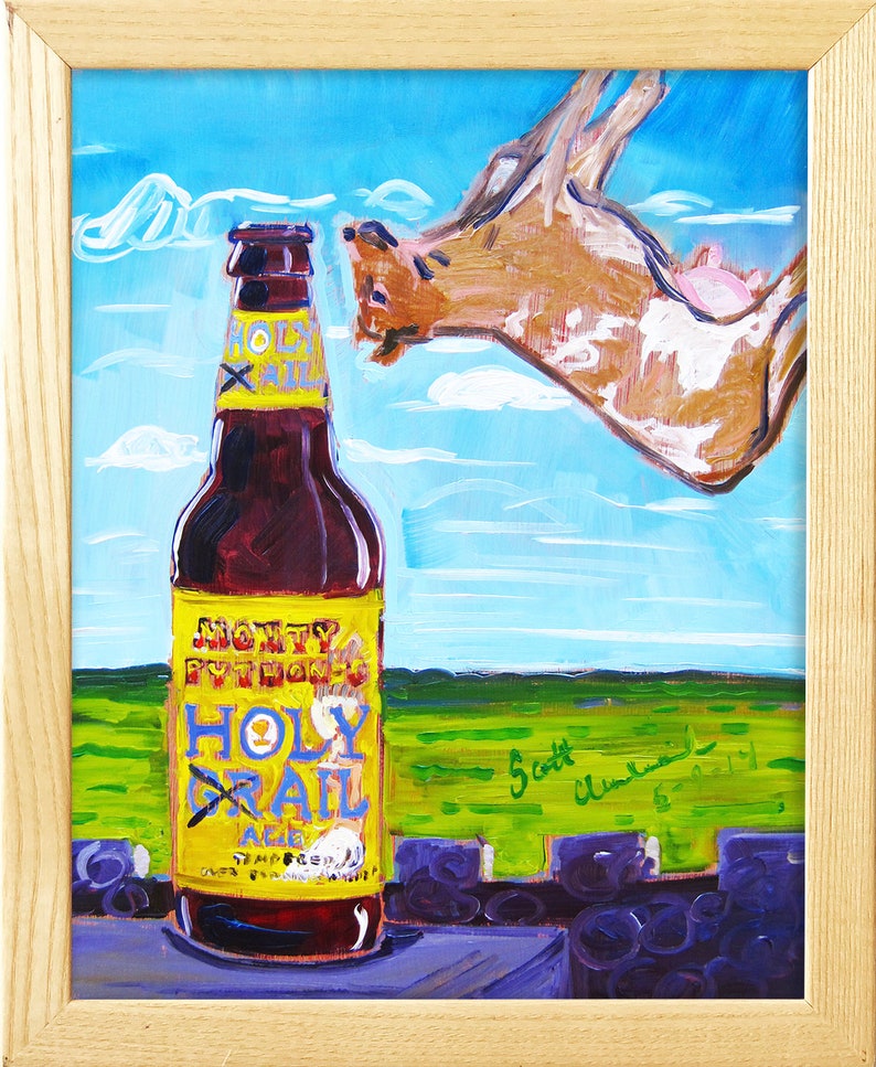 Monty Python Holy Grail Ale Flying Cow Art Funny Beer Gift - Etsy