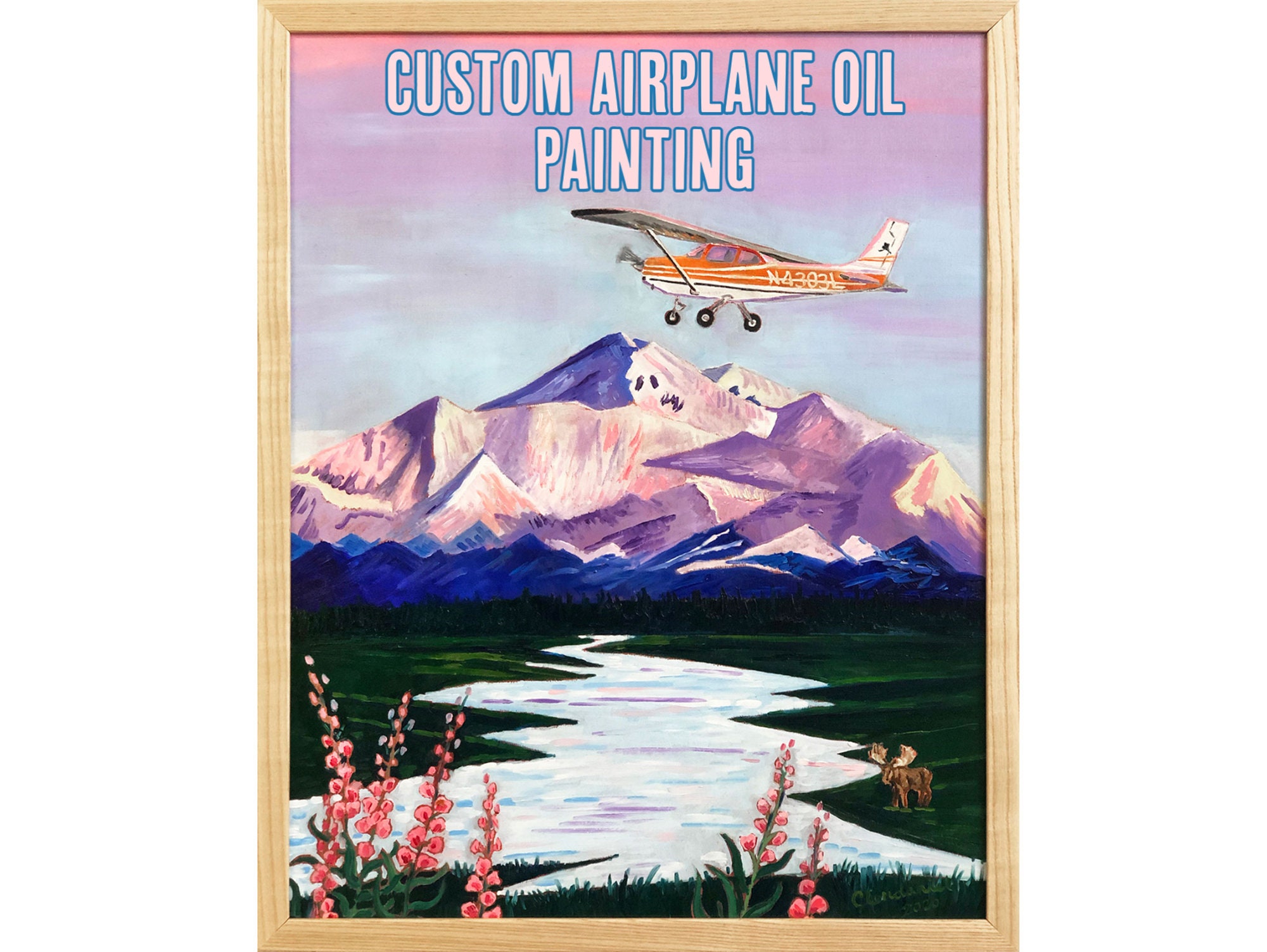 Custom Airplane Oil Painting Made to Order Gift for Pilot | Etsy
