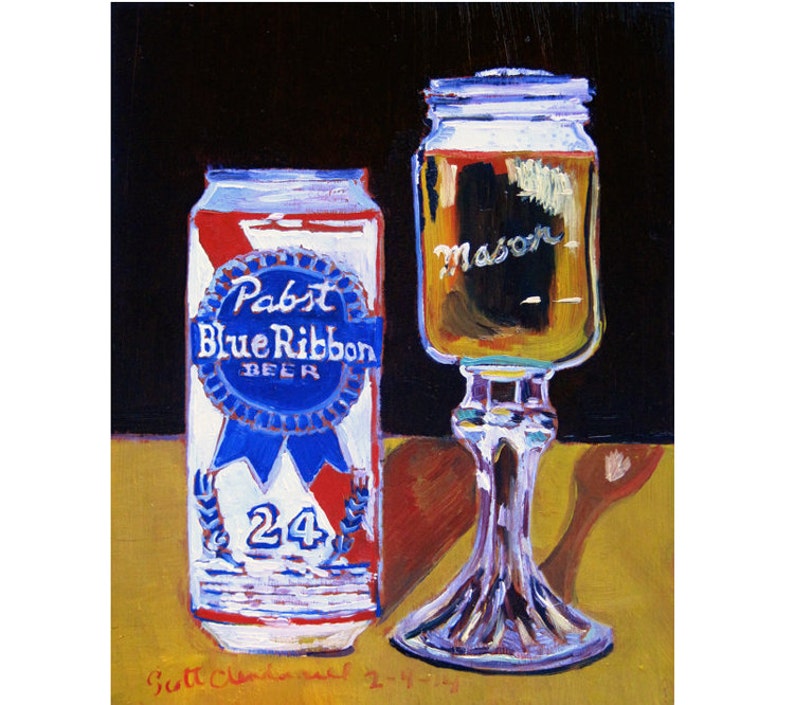 Pabst Blue Ribbon Beer Art PBR Art Hipster Art 21st - Etsy