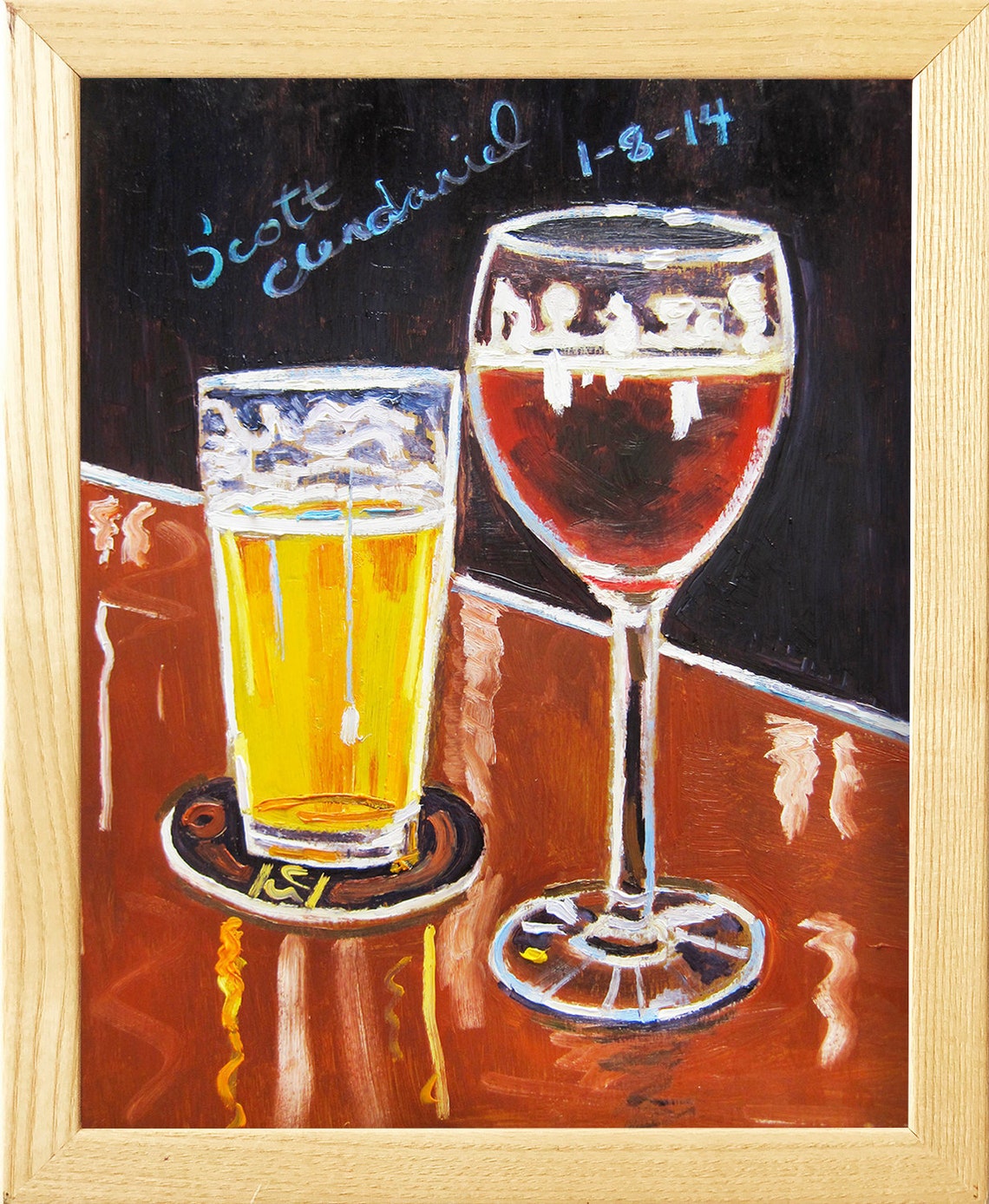 Beer and Wine Painting, His and Hers Gifts for Wine Drinker, Gift for ...