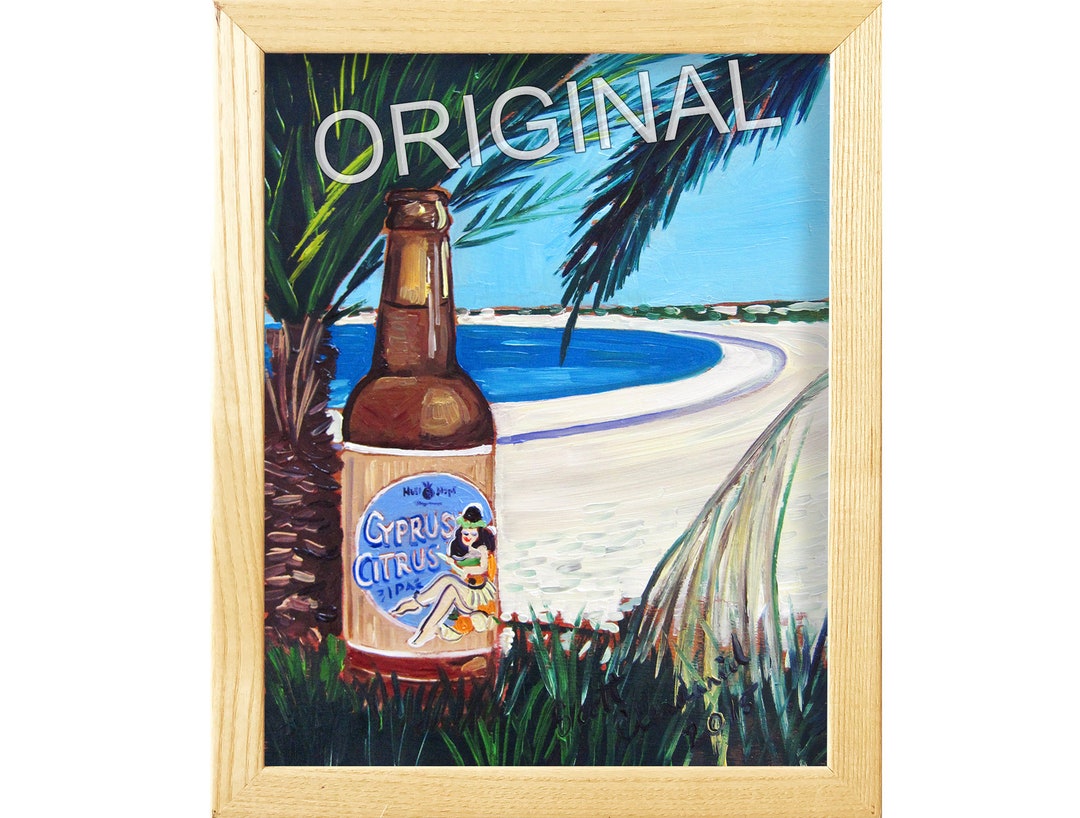 Cyprus Citrus IPA, Cyprus Beach Poster, Beer on Beach Art, Hula Hops ...