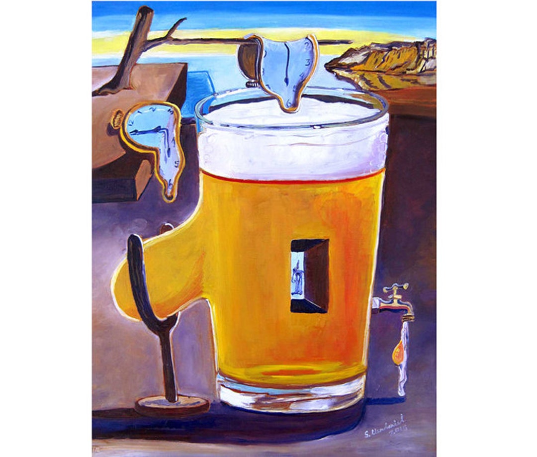Salvador Dali Beer Parody Painting, Surrealism, Beer Pint Poster, Gift ...