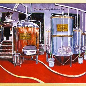 Brewery Oil Painting, Beer Gift for Brewer, Brewing Process, Copper ...
