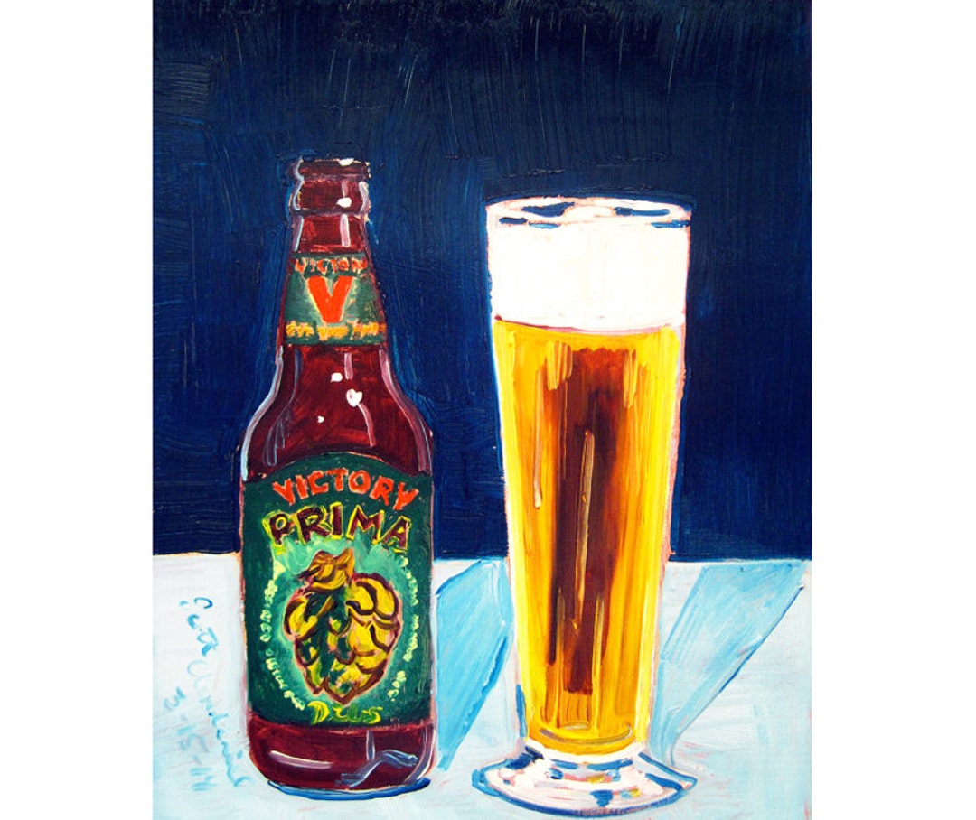 Victory Brewing, Prima Pils Beer Painting, Bar Beer Art, Pennsylvania ...