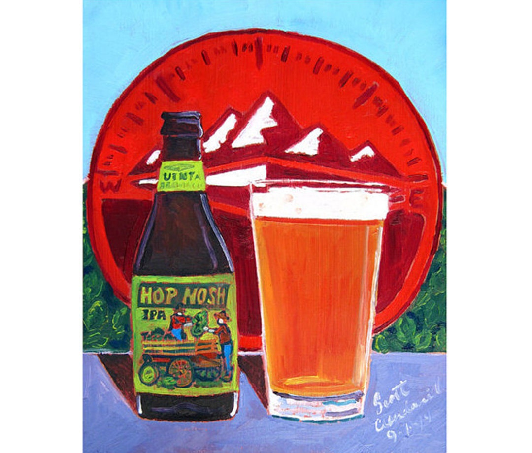 Hop Nosh IPA, Utah Beer Art, Uinta Brewing, Beer Gift for Brother, Utah ...