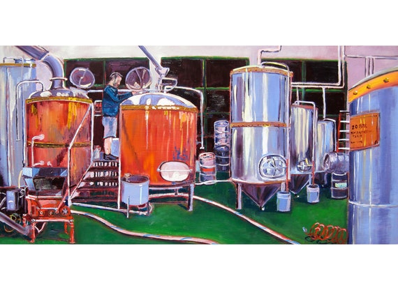 Brewery Art Brewing Process Painting Gift for Home Brewer | Etsy