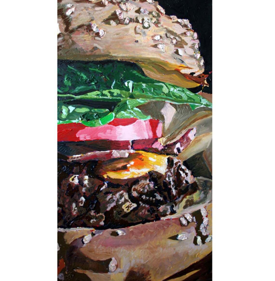 Food Painting Burger Art Hamburger Art Kitchen Painting - Etsy