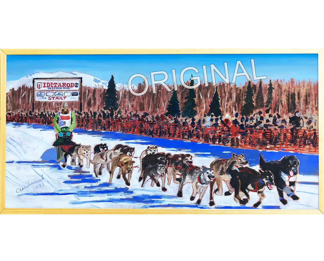 Iditarod Trail Sled Dog Race Start in Willow, Alaska Painting, Trent ...