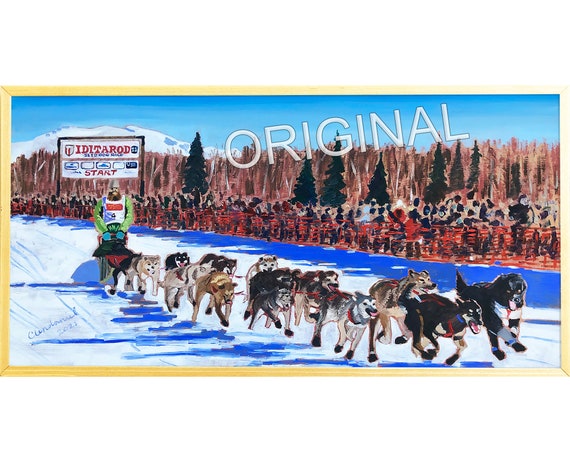 Iditarod Trail Sled Dog Race Start in Willow Alaska Painting | Etsy