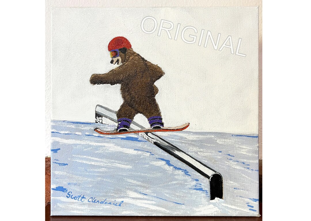 Grizzly Grinder, 10"x10", Original Oil Painting on Canvas by Scott ...