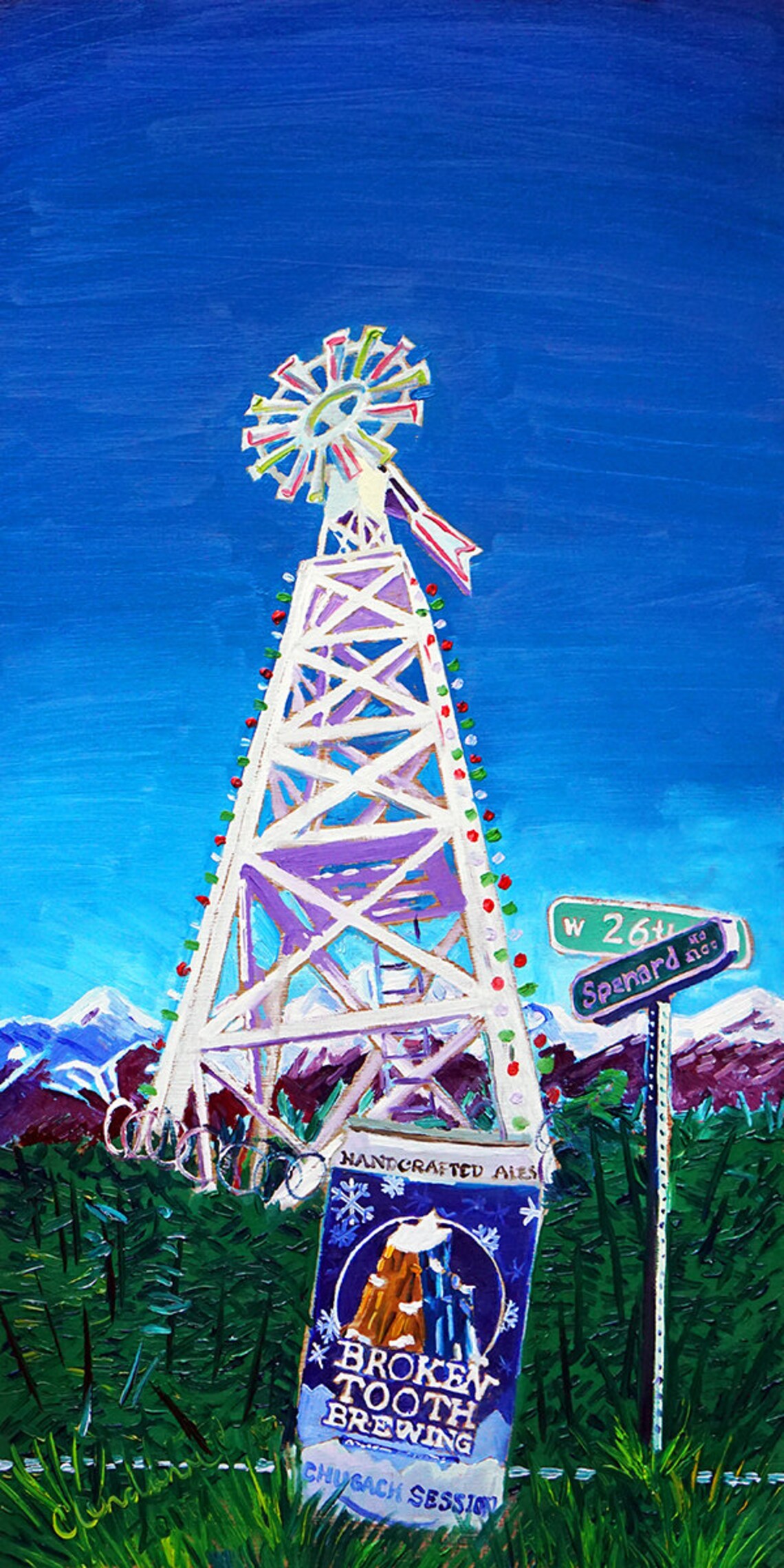 Spenard Windmill Painting, Anchorage, Alaska Beer Art, Chugach Session ...