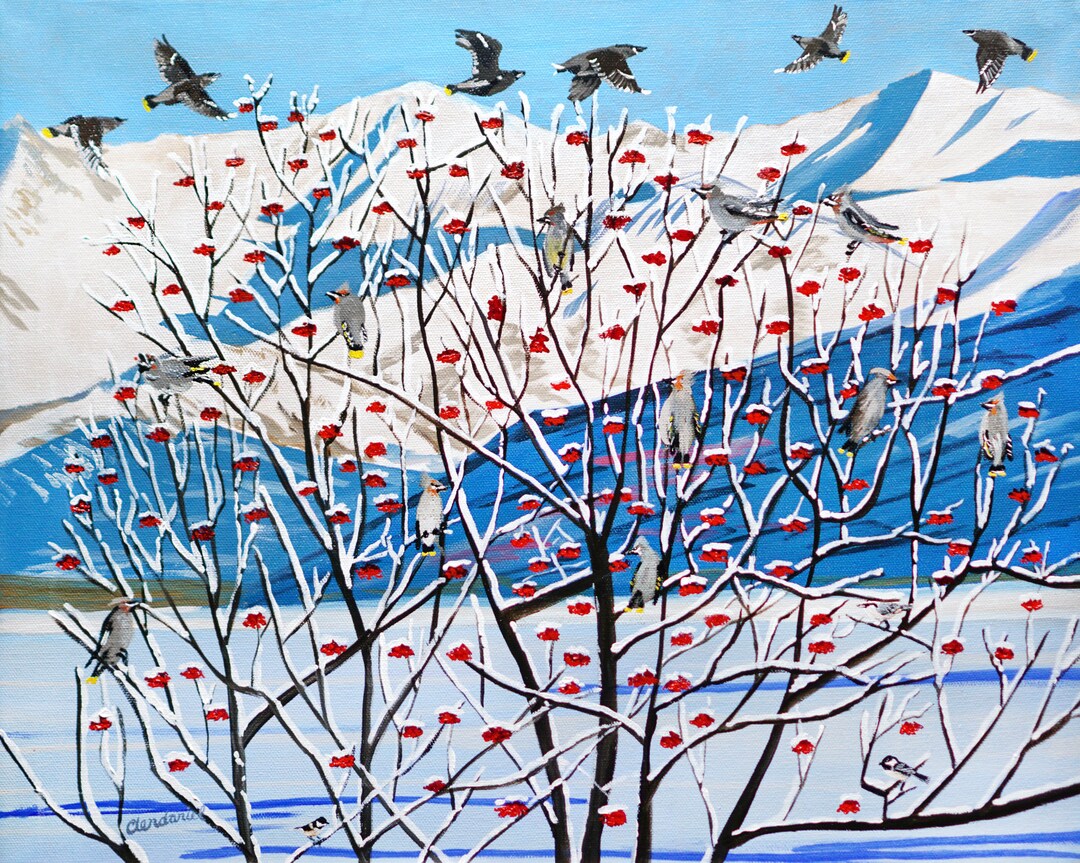 Waxwings Print by Alaskan Artist Scott Clendaniel - Etsy