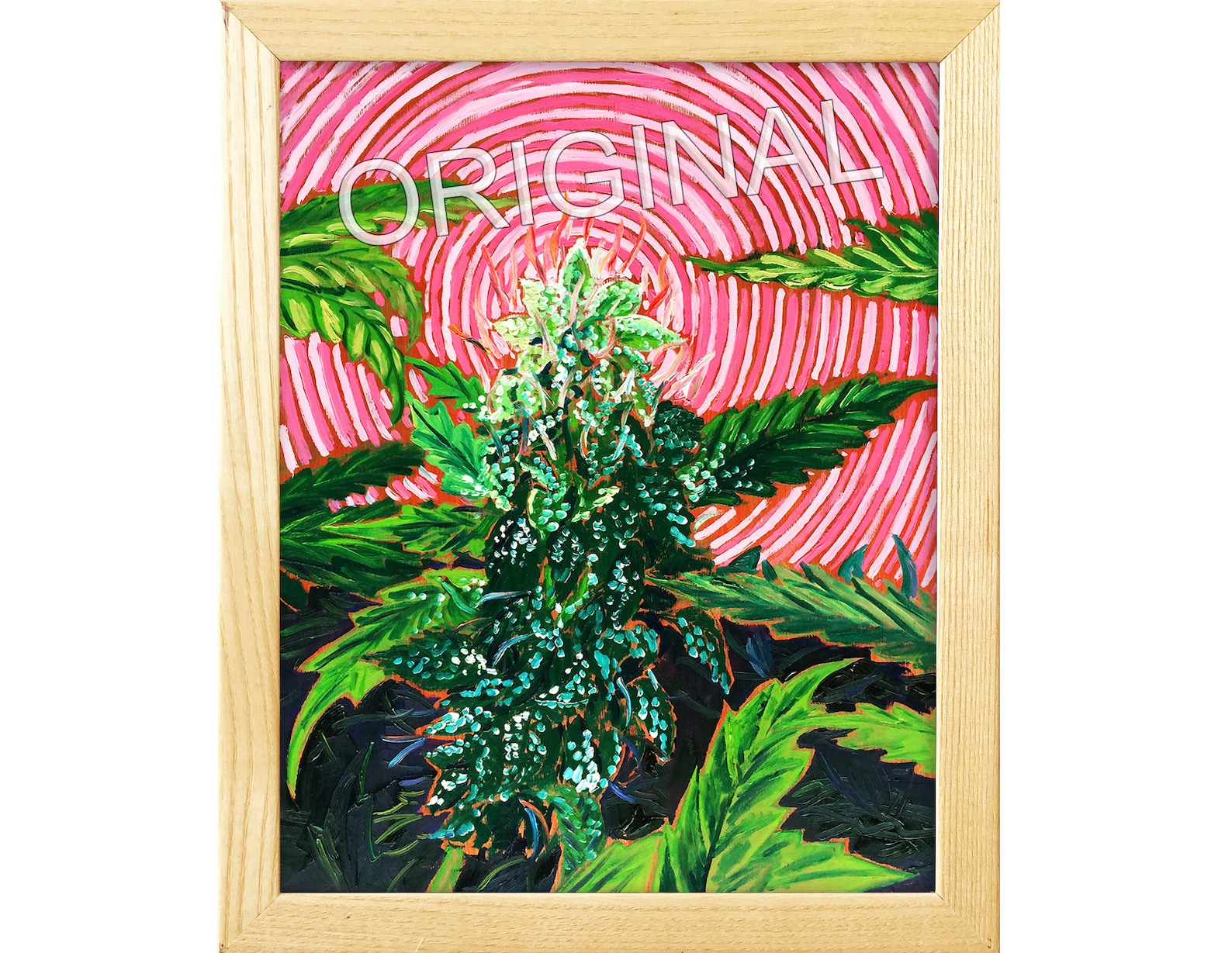 Trippy Art Cannabis Painting Marijuana Large Bud Art | Etsy