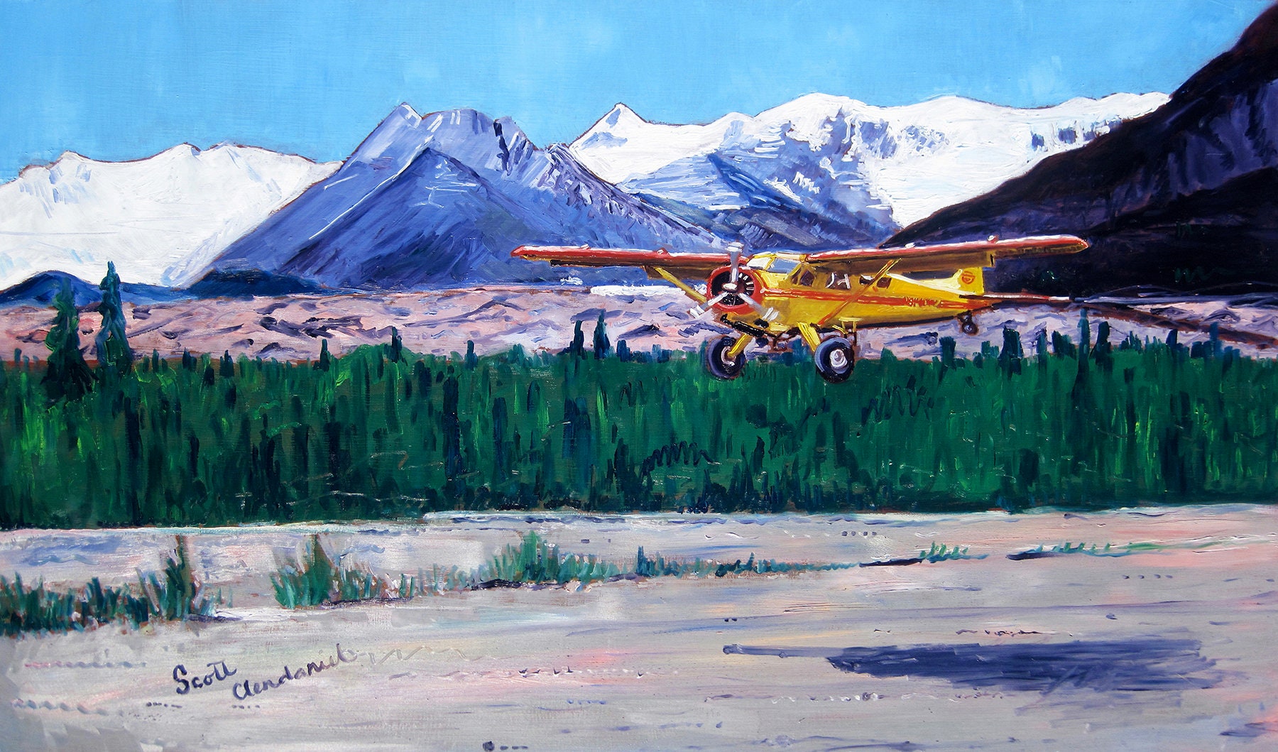 Alaska Bush Airplane and Mountains Art Aviation Painting | Etsy