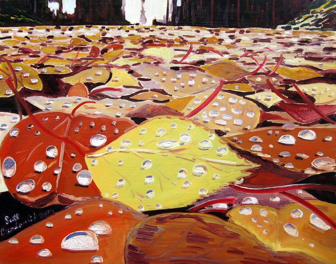Fall Leaves Painting, Anchorage Artist, Living Room Abstract Painting ...