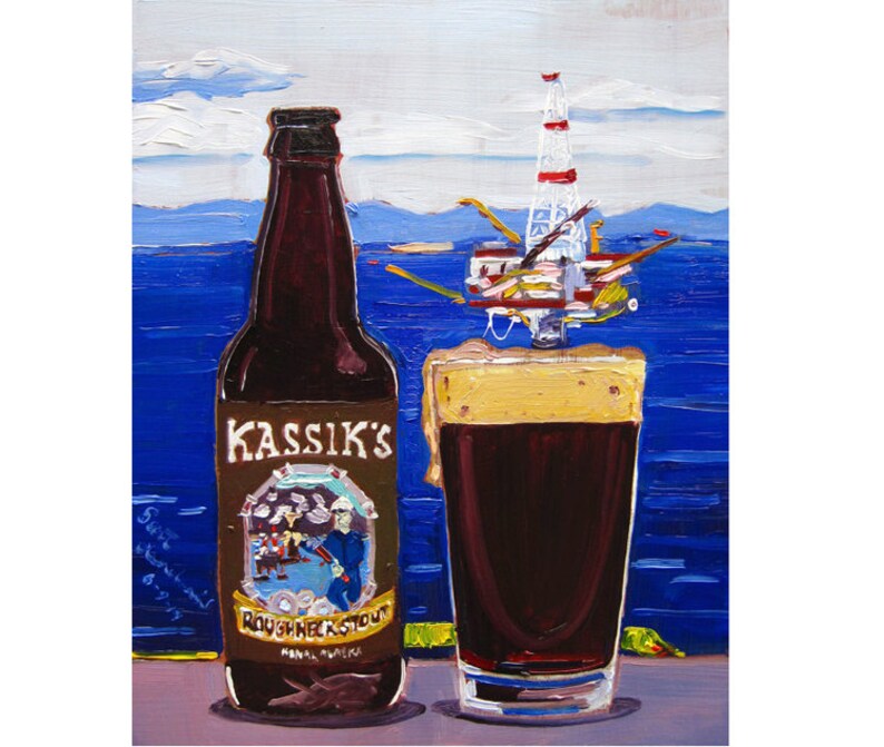 Roughneck Stout Oil Rig Art Alaska Beer Alcohol Painting - Etsy