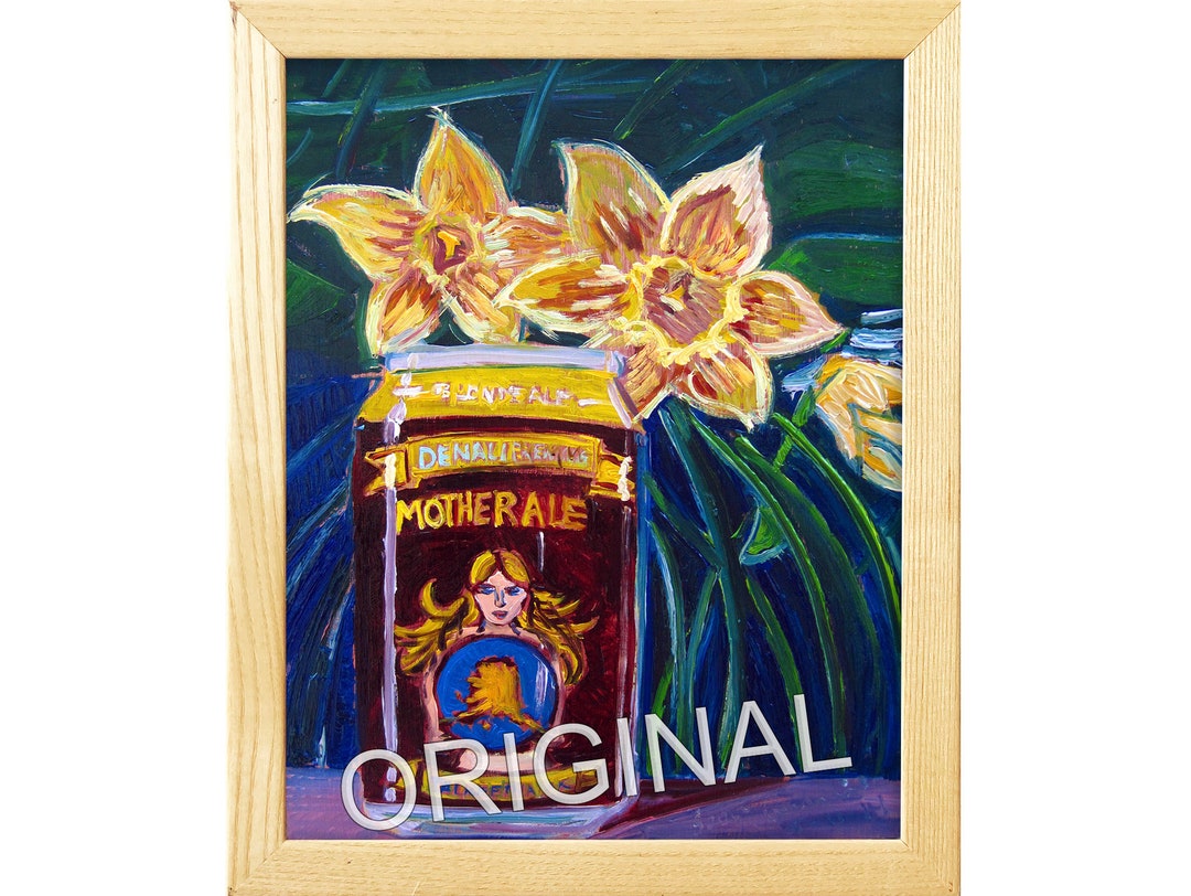 Denali Brewing, Daffodil Flowers Painting, Kitchen Flowers Art, Dining ...