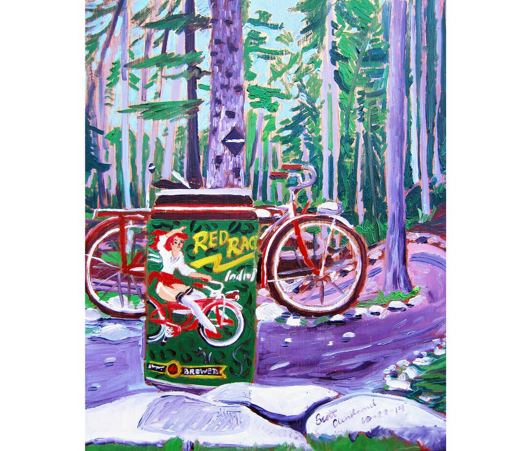 Red Racer IPA, Central City Brewing, Red Bicycle Art, Bar Art, Gift for ...