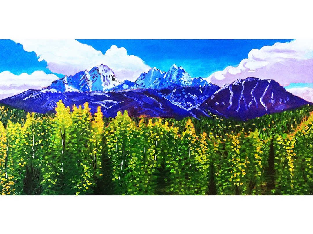Alaska Chugach Mountains Art, Alaskan Gift, Blue Green Alaska Painting ...