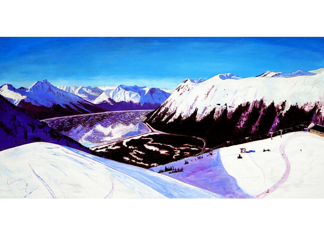Alyeska Resort Wall Art, Alaska Painting, Gift for Alpine Skier, Skiing ...