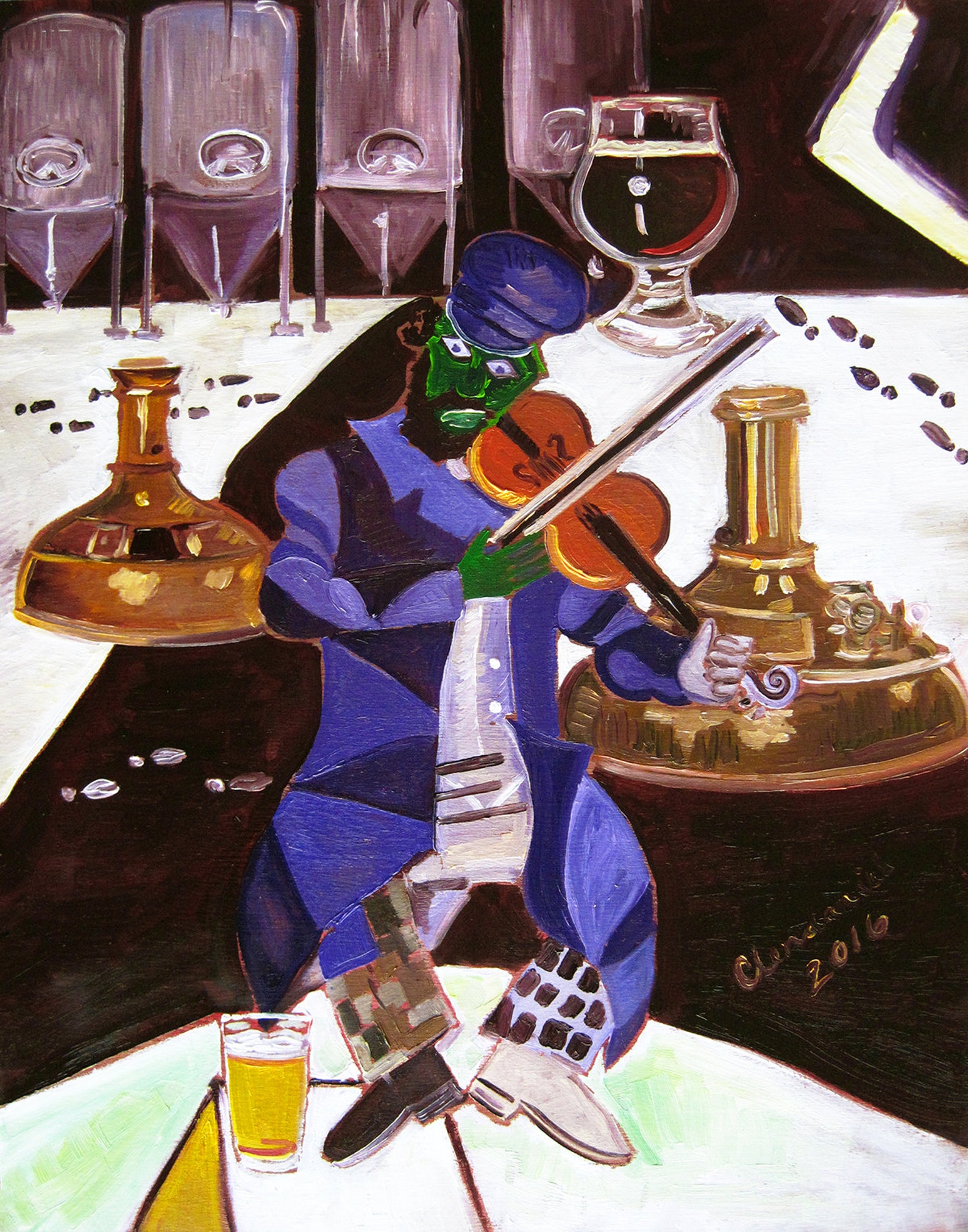 Marc Chagall Fiddler on the Roof the Green Violinist Beer | Etsy