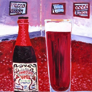 Framboise Lambic, Lindemans Brewery, Gift for Sister, Kitchen Fruit Art ...