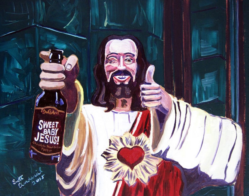 Buddy Christ Jesus Painting Maryland Beer Art Print Sweet | Etsy