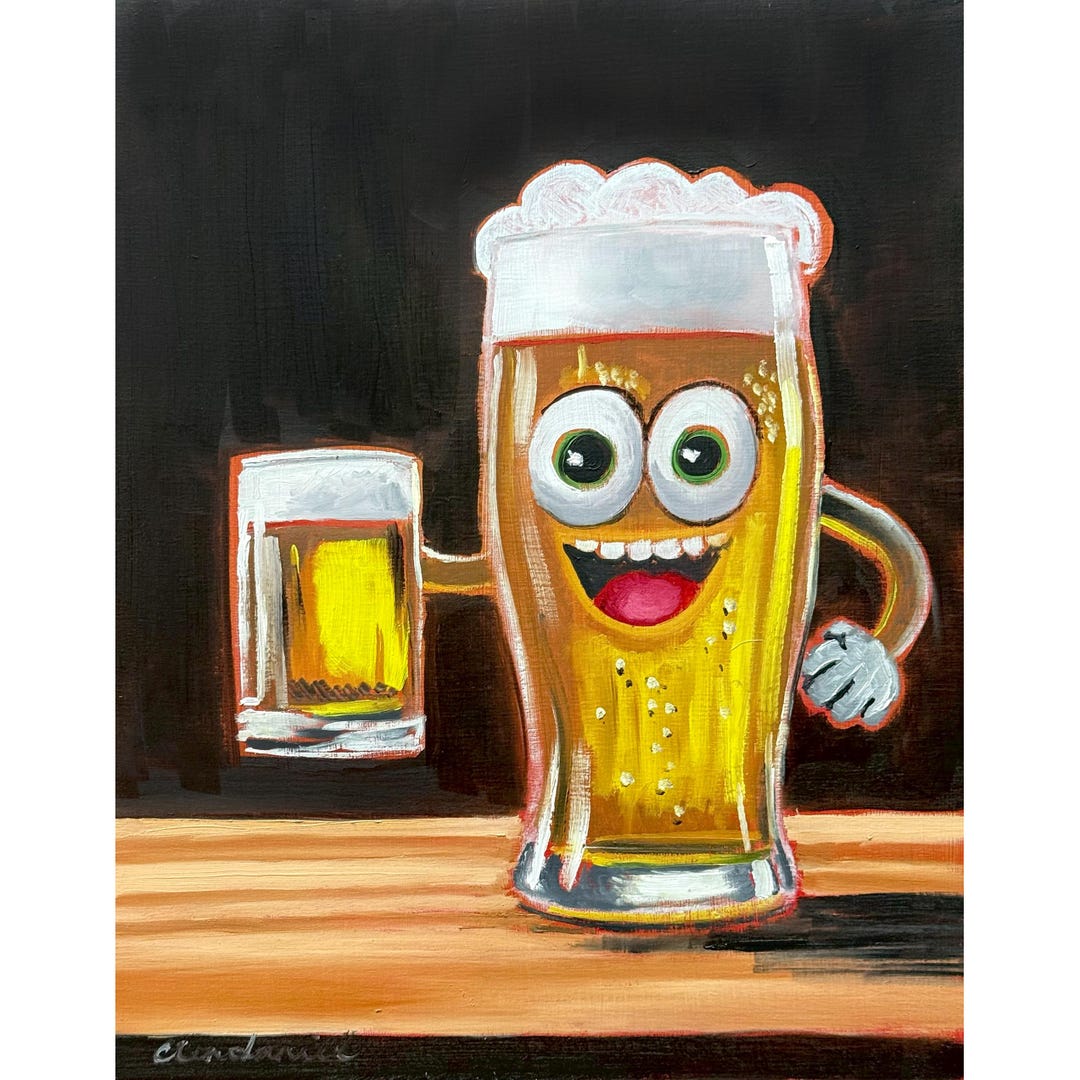 Mr. Cheers Beer Pint Painting by Beer Artist Scott Clendaniel - Etsy UK