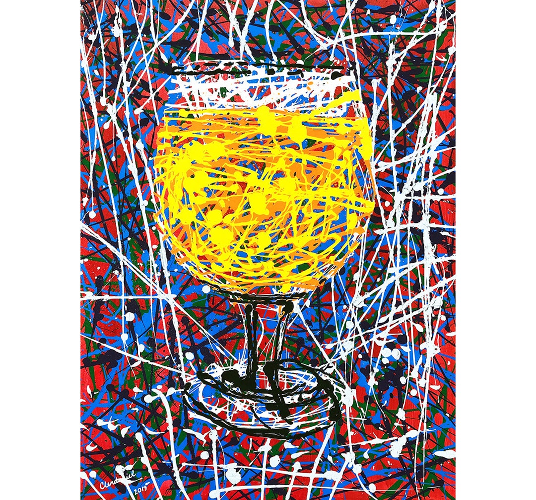 Jackson Pollock Splatter Painting of Belgian Beer Glass, Drip Painting ...