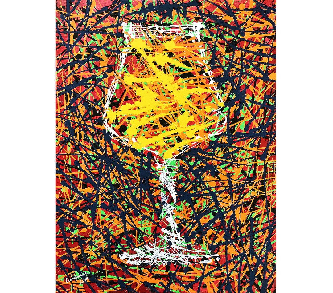 Jackson Pollock Splatter Painting of Teku Beer Glass, Drip Painting ...