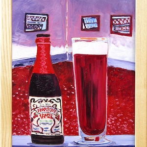 Framboise Lambic, Lindemans Brewery, Gift for Sister, Kitchen Fruit Art ...