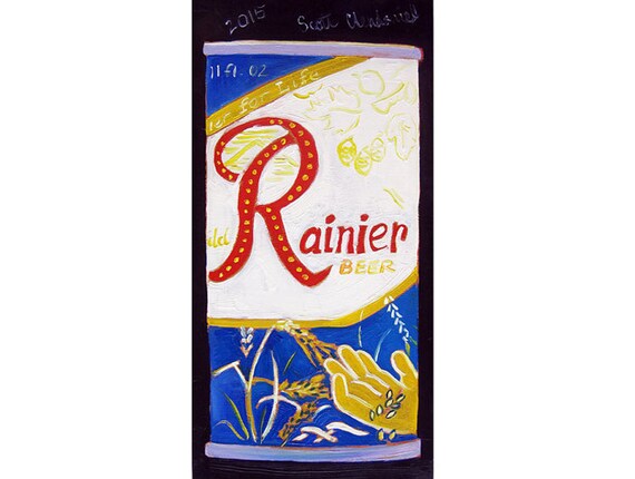 Rainier Beer Painting Antique Rainier Can Seattle | Etsy
