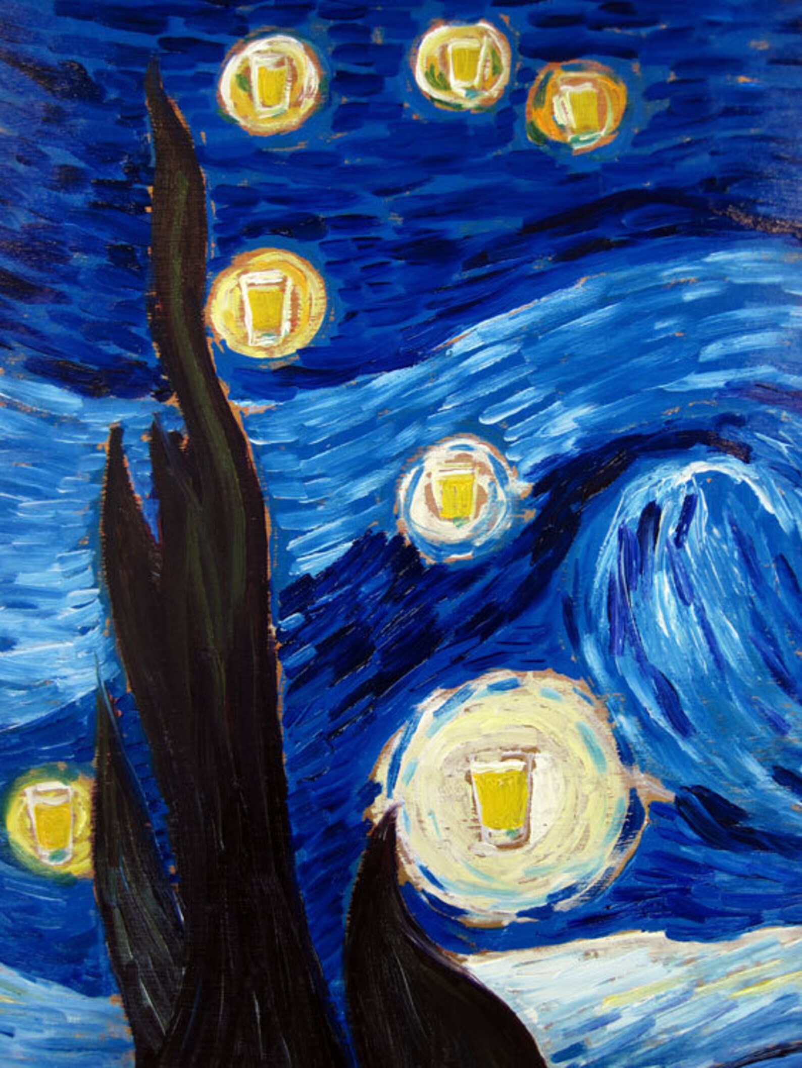 Van Gogh Starry Night Beer Parody Funny Beer Poster 21st | Etsy
