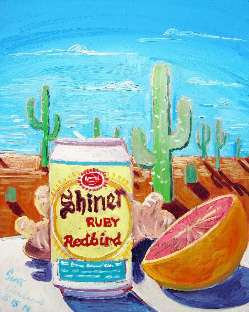 Shiner Ruby Redbird Beer Painting Texas Painting Grapefruit - Etsy